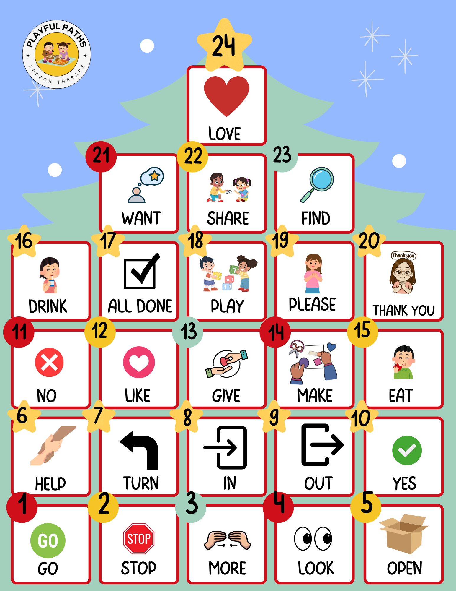 Christmas Core Word Advent Calendar for AAC & Early Communication ...