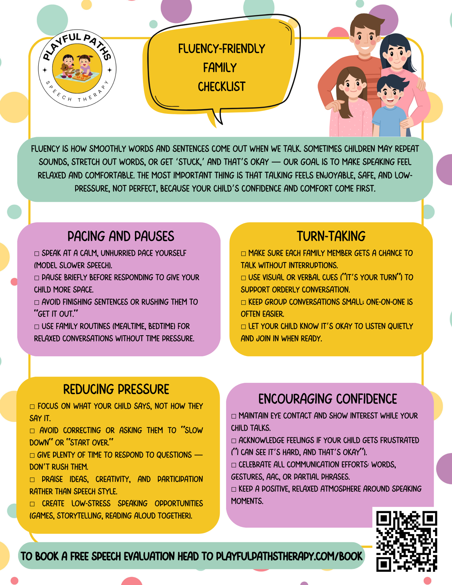 Fluency Friendly Family Checklist — Free Speech Therapy Resource for ...