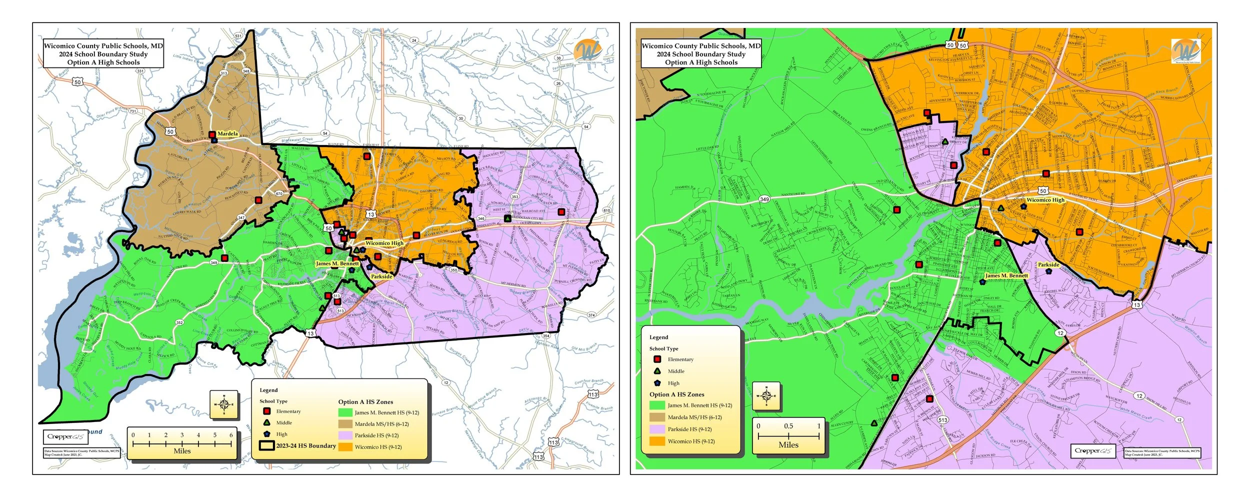 Project Maps — Wicomico County Public Schools, MD: 2024 School Boundary ...