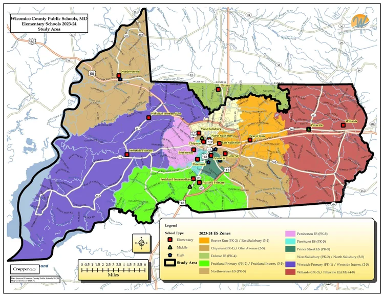 Project Maps — Wicomico County Public Schools, MD: 2024 School Boundary ...