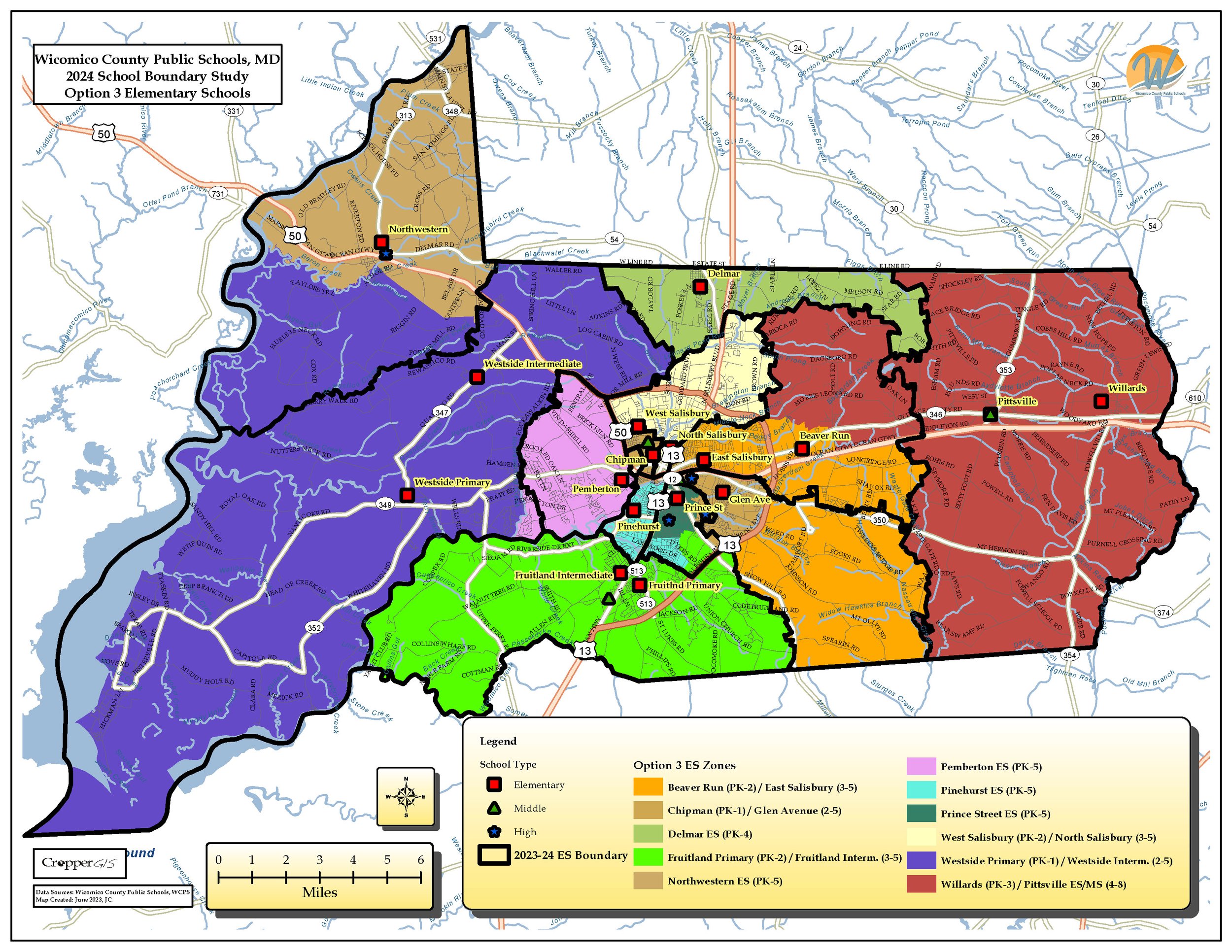 Project Maps — Wicomico County Public Schools, MD: 2024 School Boundary ...