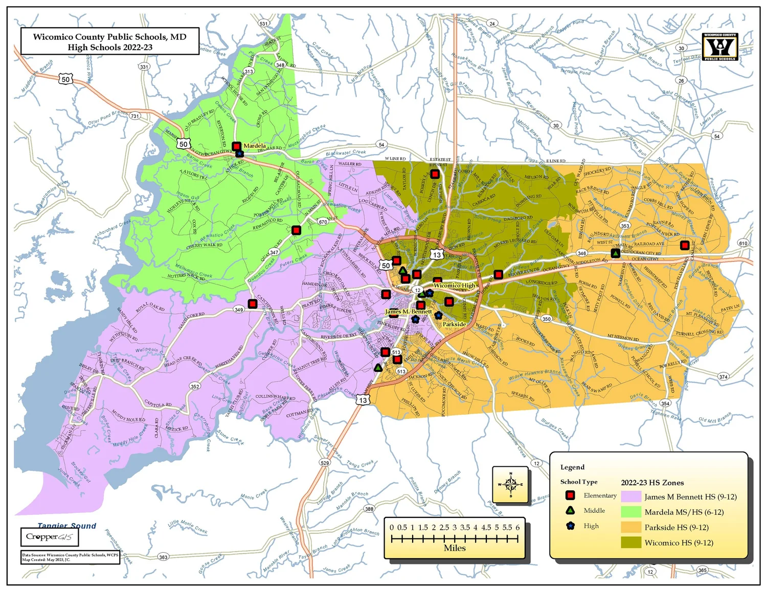 Project Maps — Wicomico County Public Schools, MD: 2024 School Boundary ...