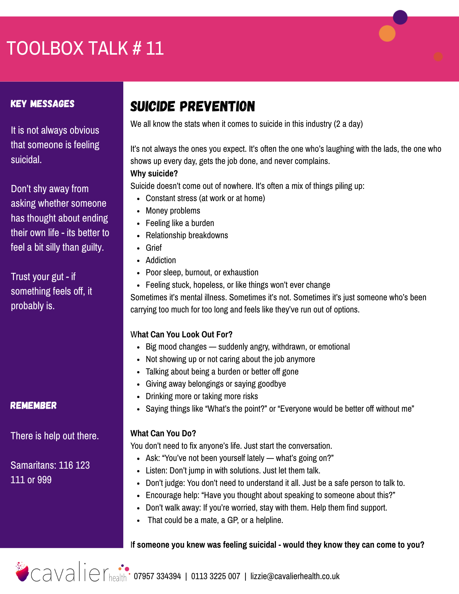 Mental Health Toolbox Talk — Mental Health Support in Construction ...