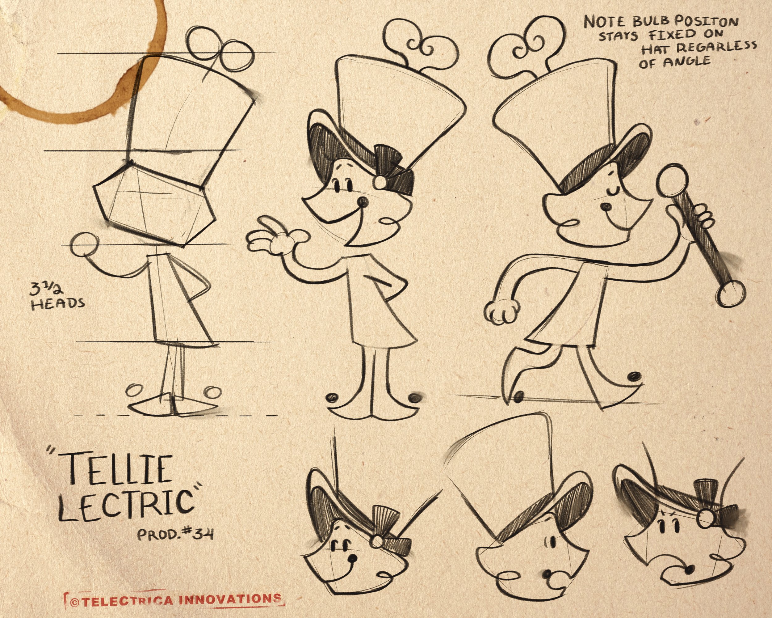Tellie Lectric Model Sheet — Pendog Creative Library