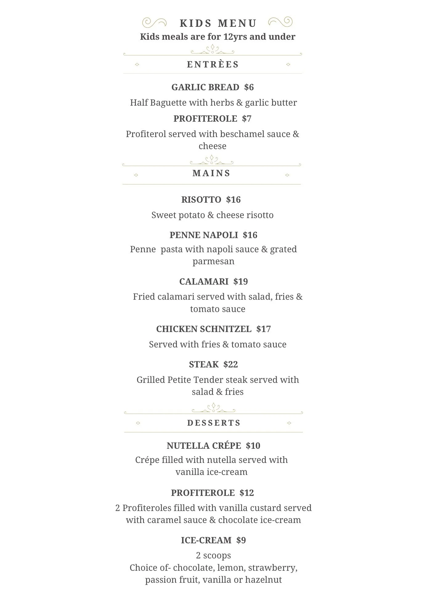 A-La-Carte-Menu — The French Table