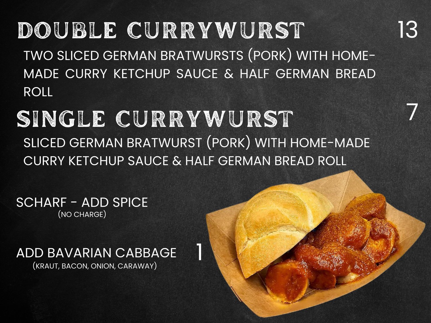 Menu | Authentic German Street Food from Der Wurstwagen — Der Wurstwagen