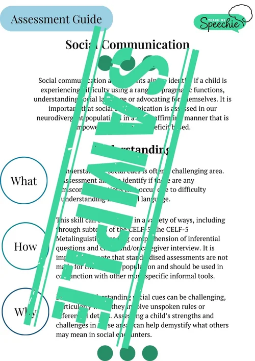 Assessment Cheat Sheets — Teach Me Speechie