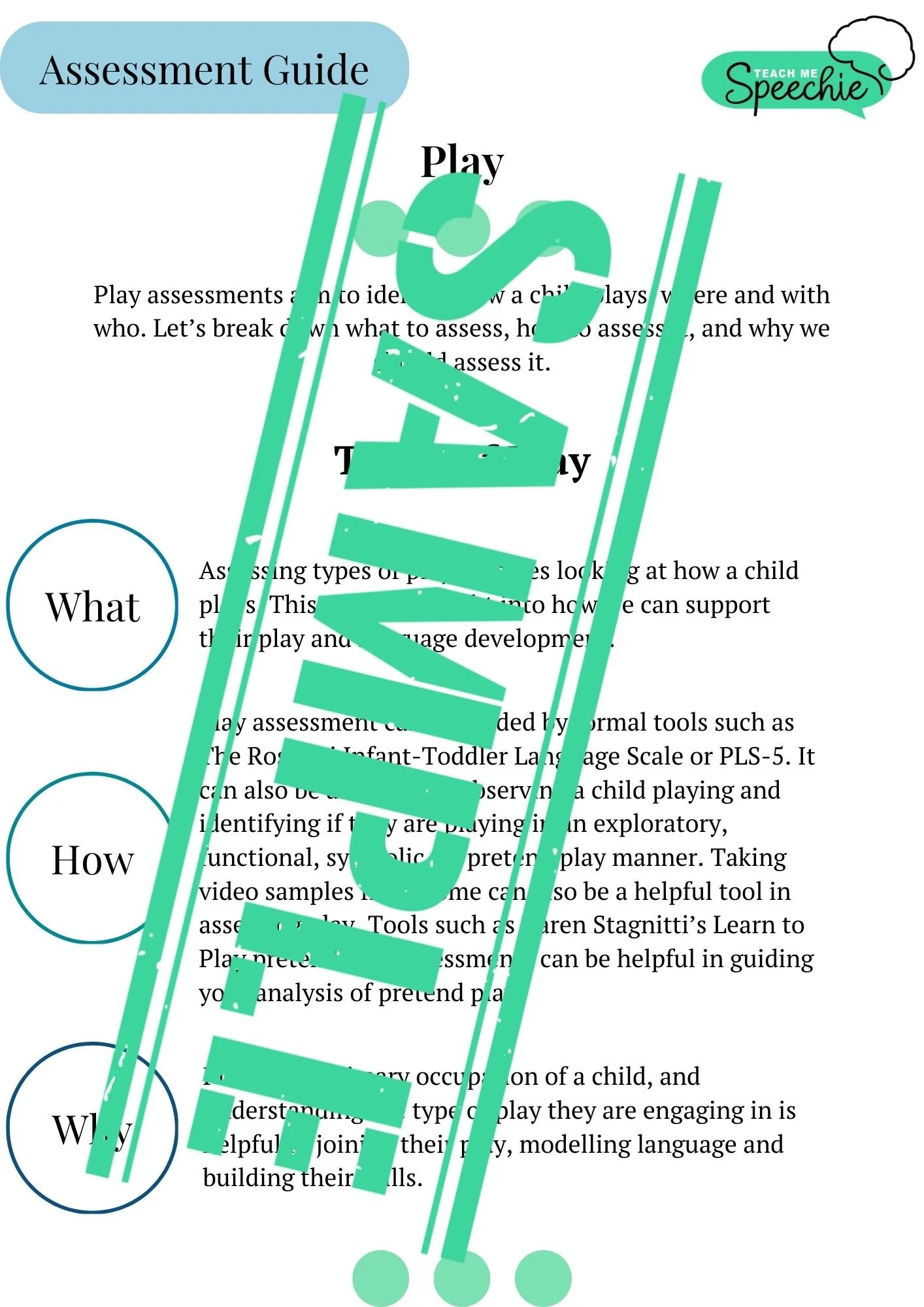 Assessment Cheat Sheets — Teach Me Speechie