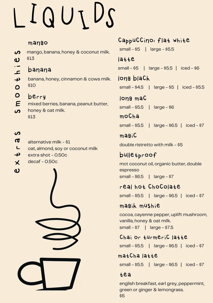 Menu 1 — Aldo's Cafe - Margaret River