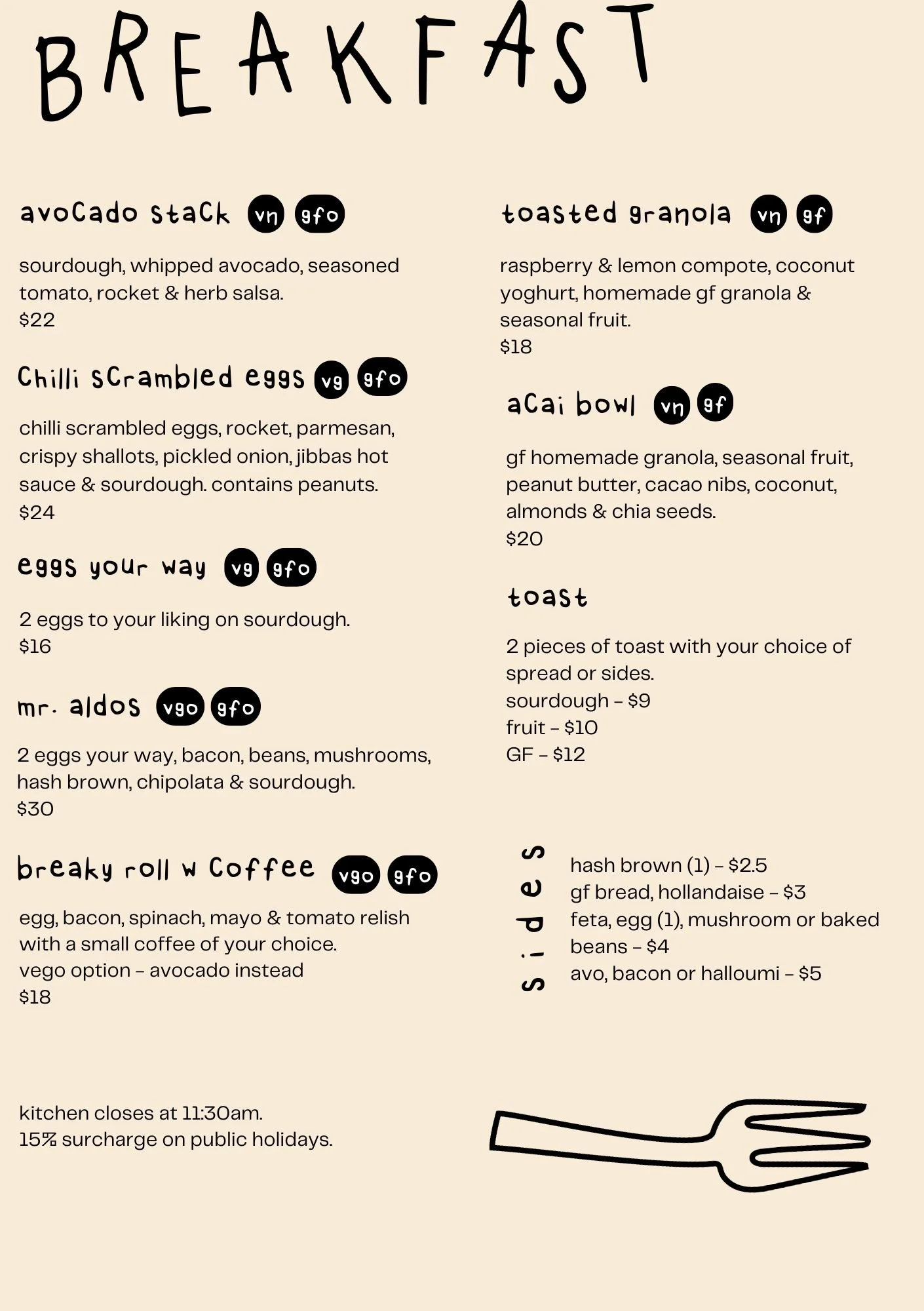 Menu 1 — Aldo's Cafe - Margaret River
