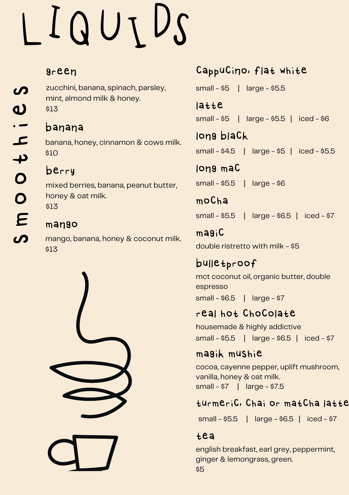 Menu 1 — Aldo's Cafe - Margaret River