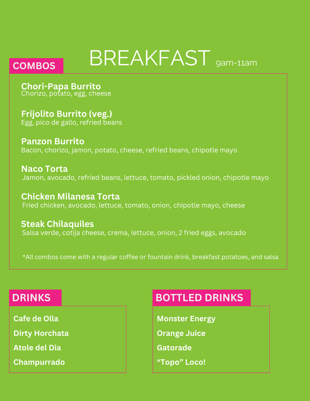 Menu — Xolo Restaurant