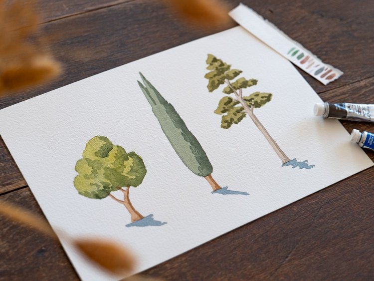 3 Watercolor trees step-by-step — nicolelommel