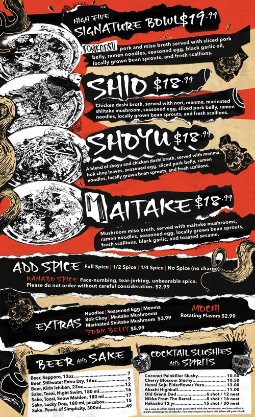 Menu — High Five Ramen | Chicago