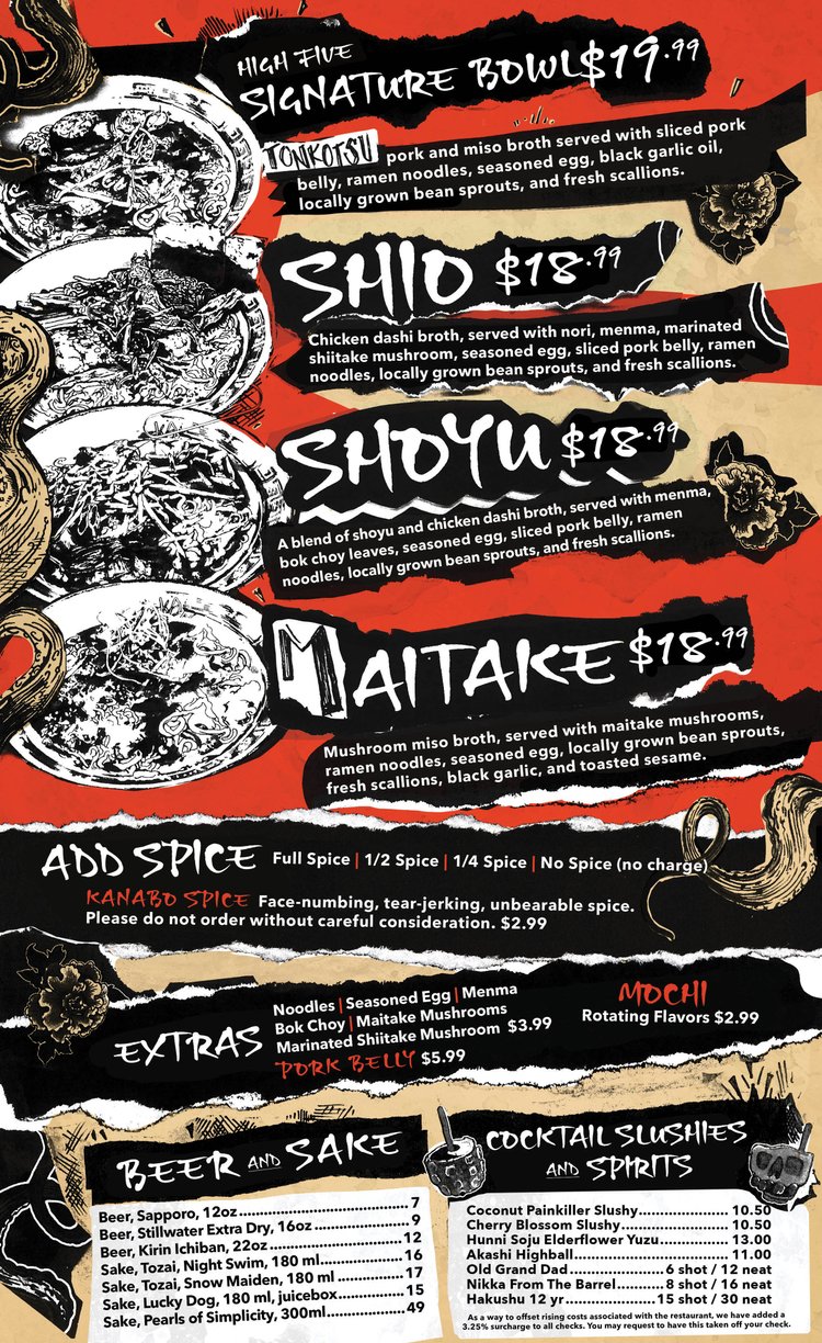 Menu — High Five Ramen | Chicago