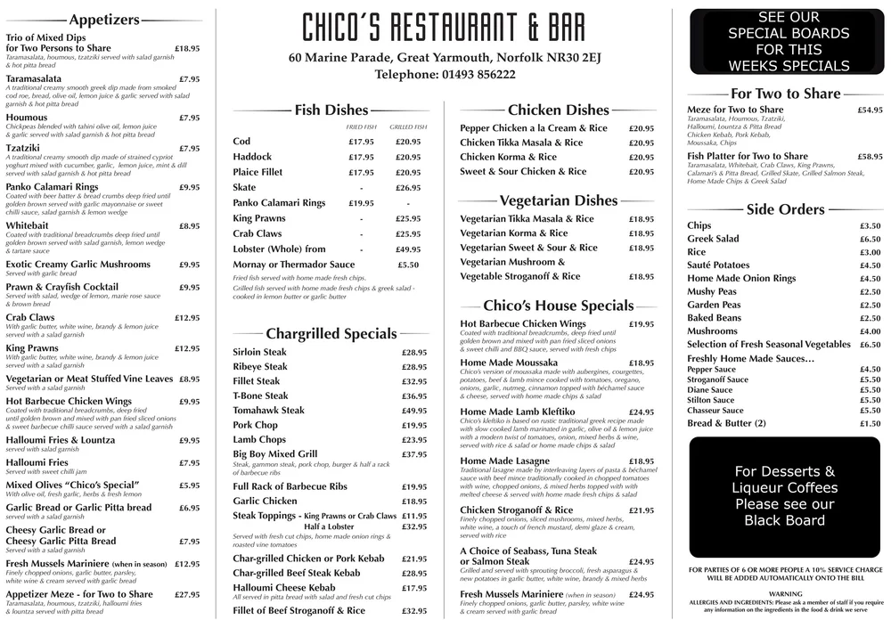 Gallery 2 — Chico's Restaurant Great Yarmouth
