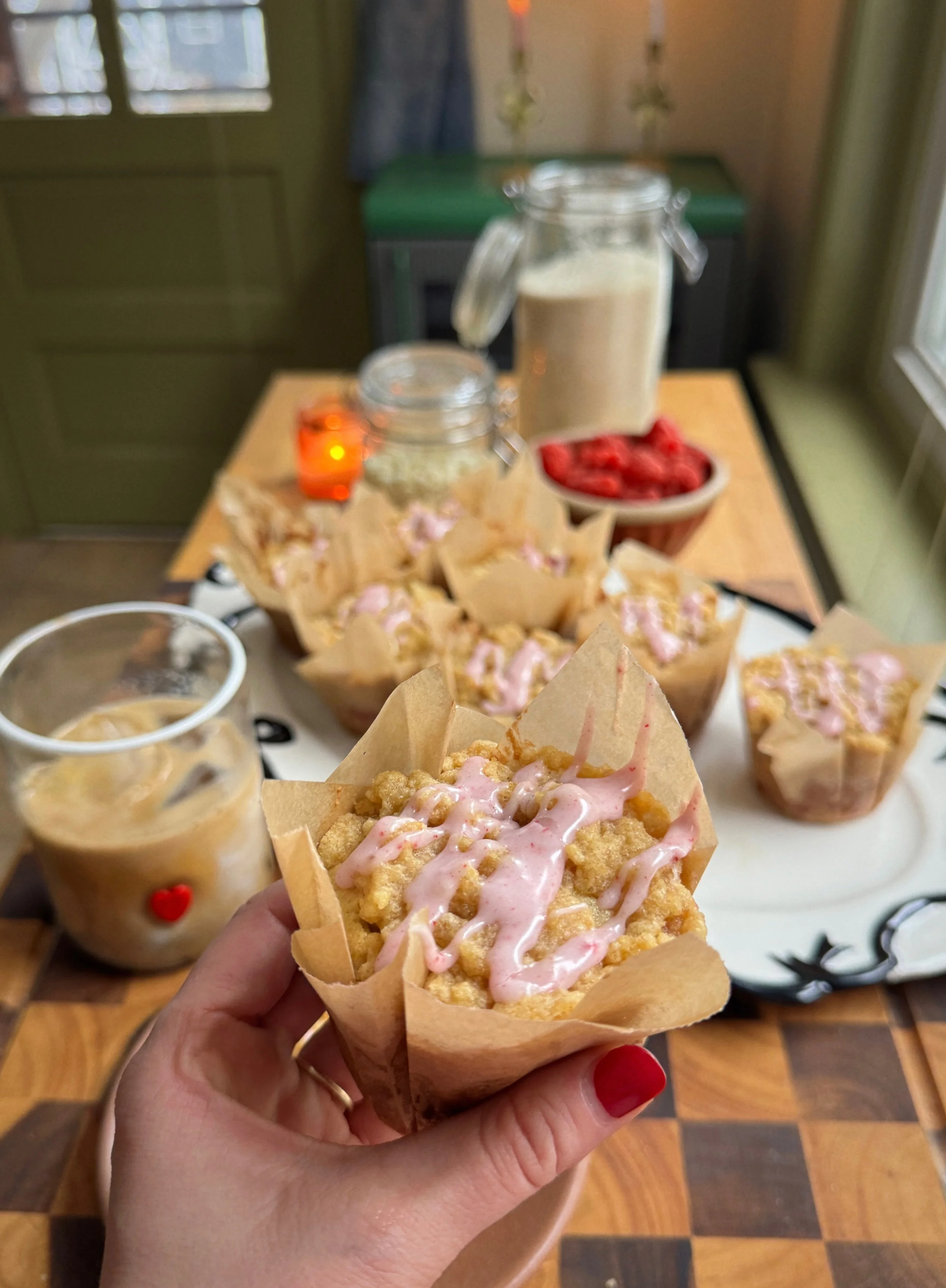 White Chocolate Raspberry Coffee Cake Muffins — Soko's Kitchen