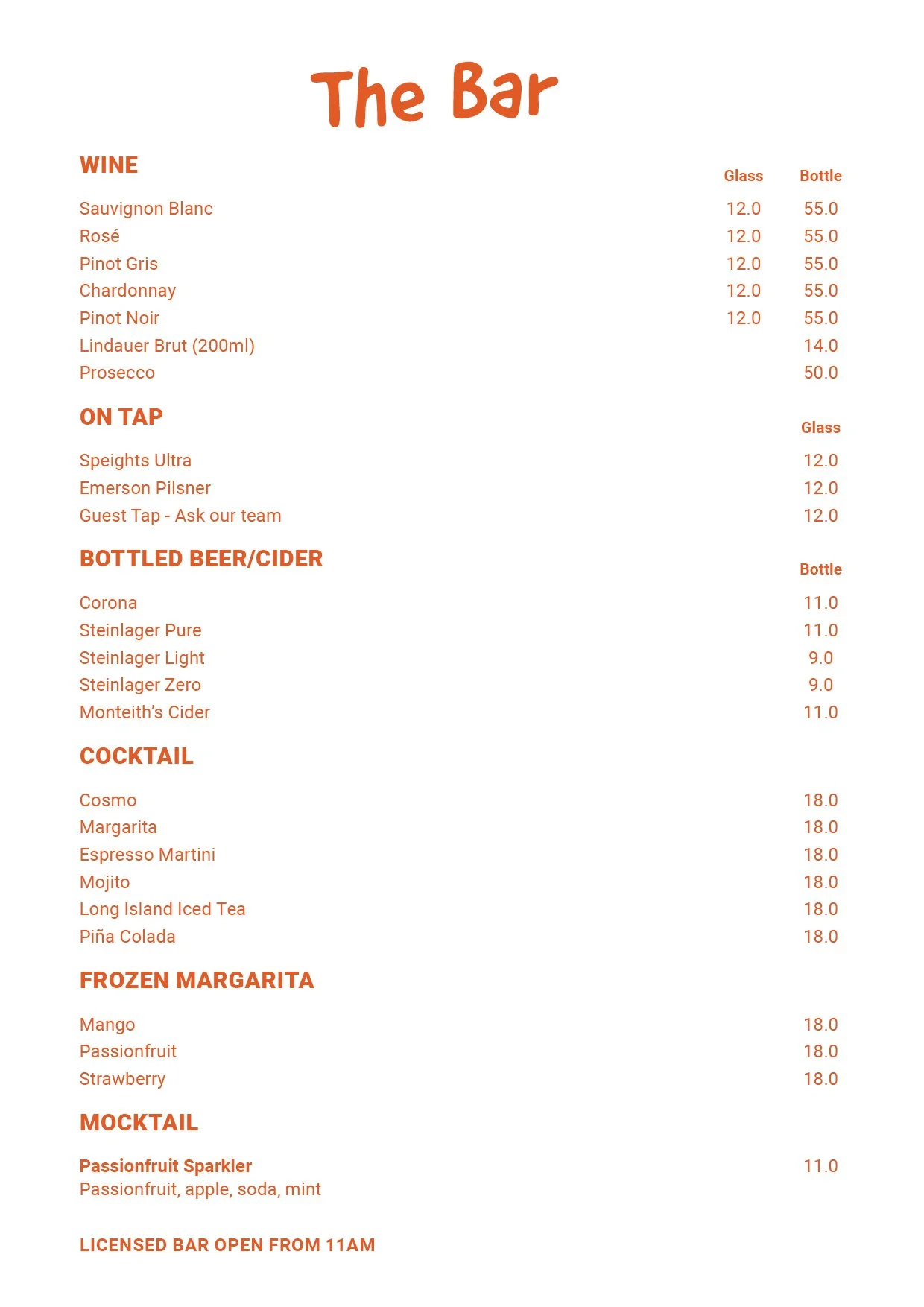 Menu — Rise 'n Shine