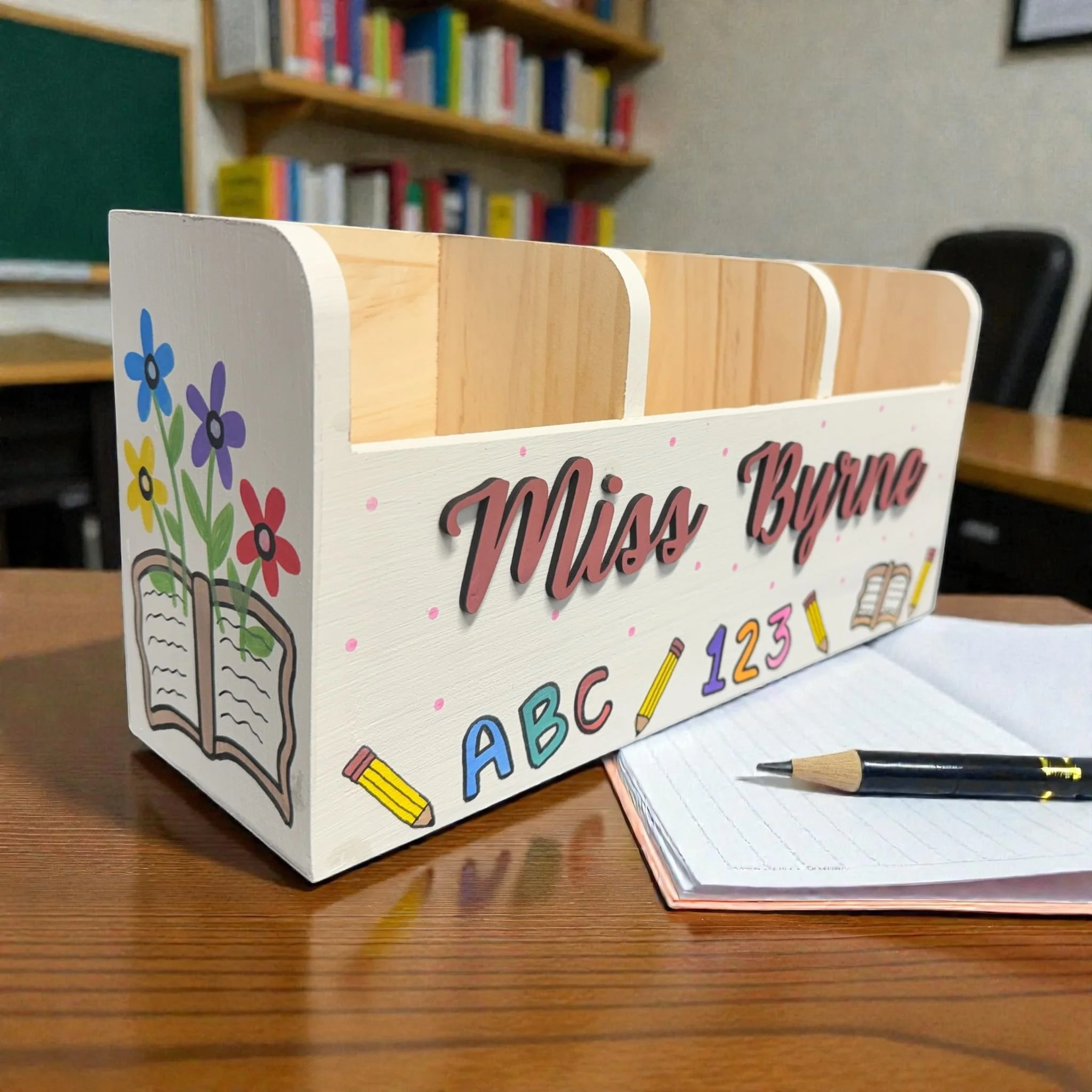 Handpainted Customized Pen Holder For Work Desk — Handmade Art Space