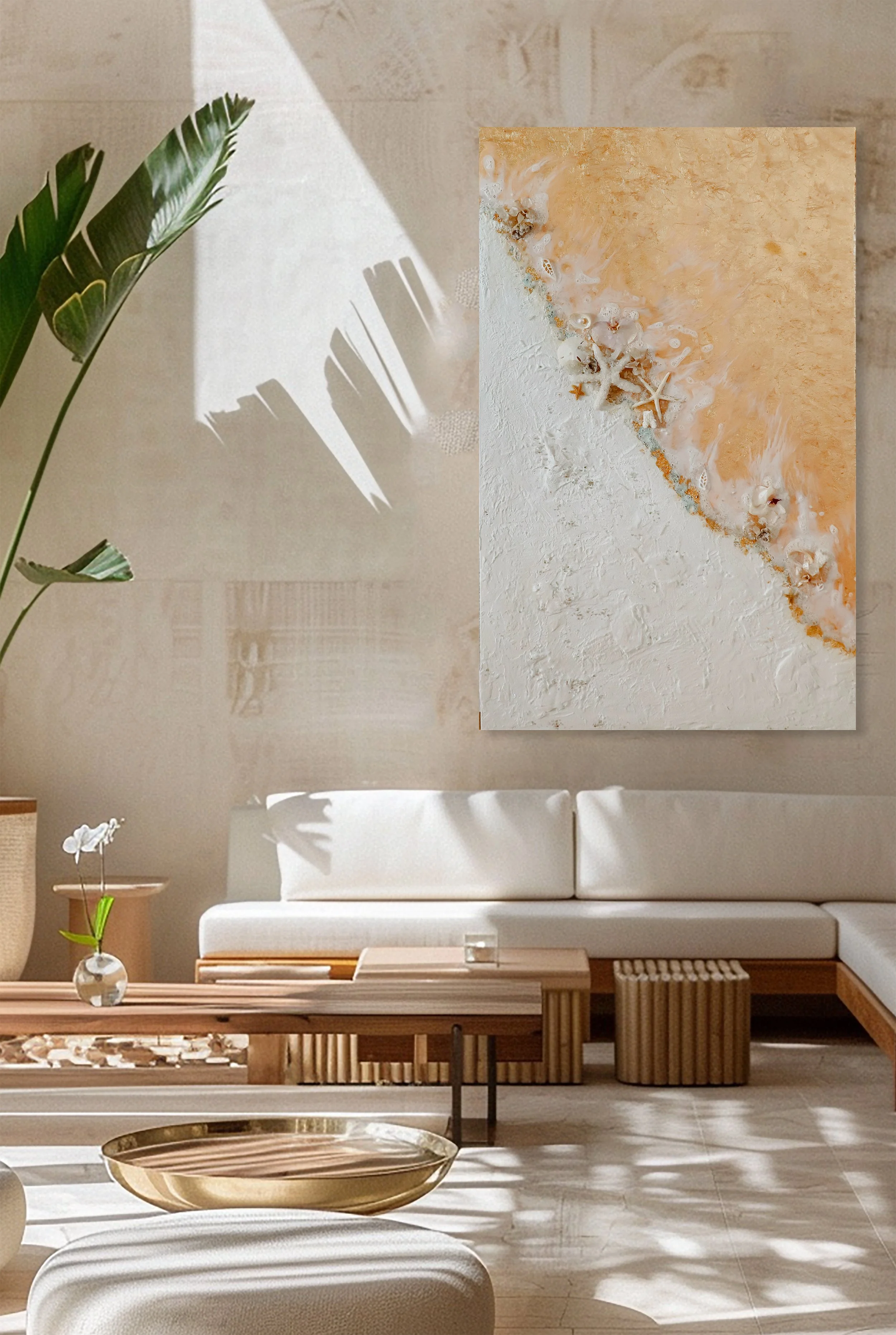 Salt of the Gilded Sea | Luxury Coastal Abstract Painting | — Kanoelani Art