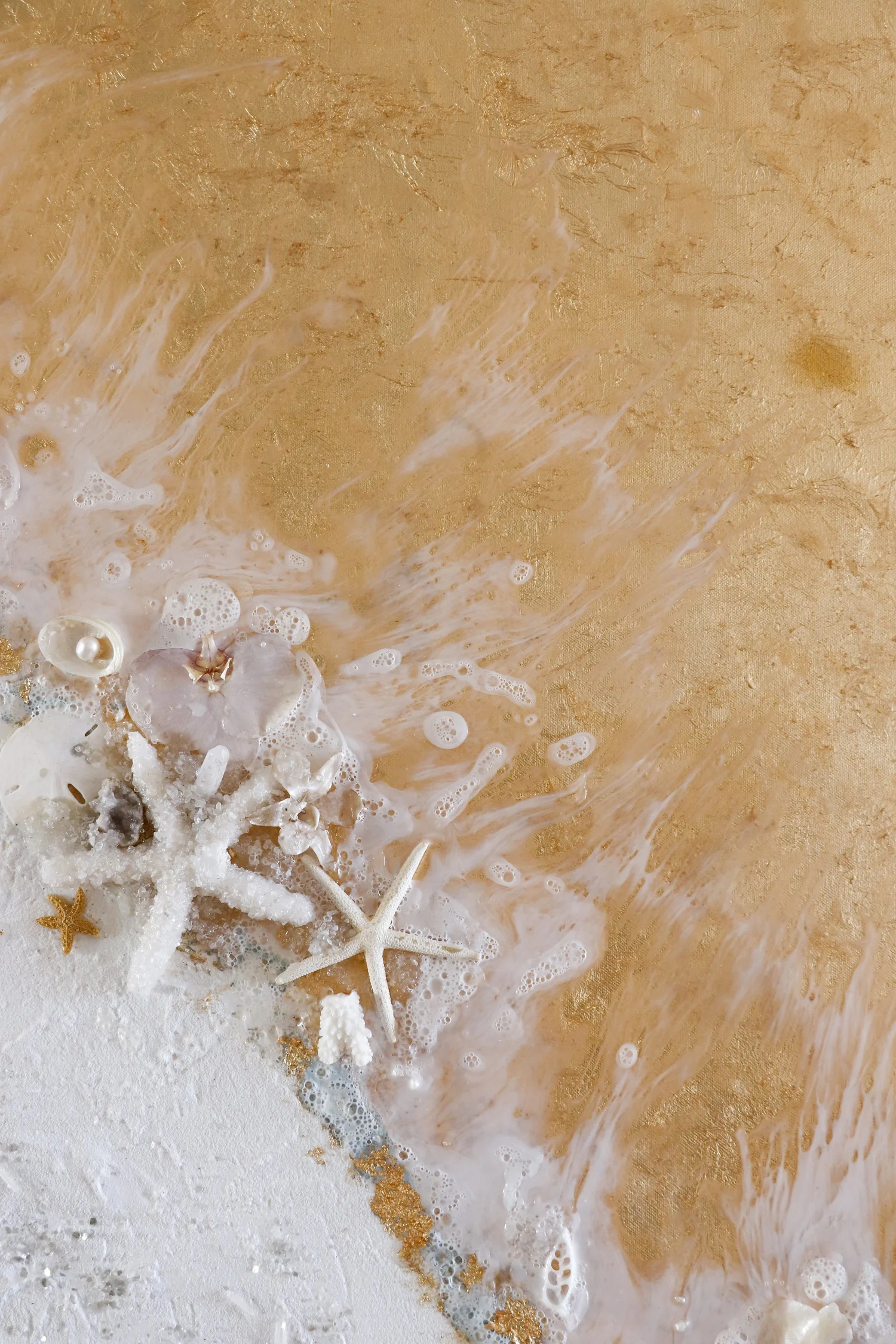 Salt of the Gilded Sea | Luxury Coastal Abstract Painting | — Kanoelani Art