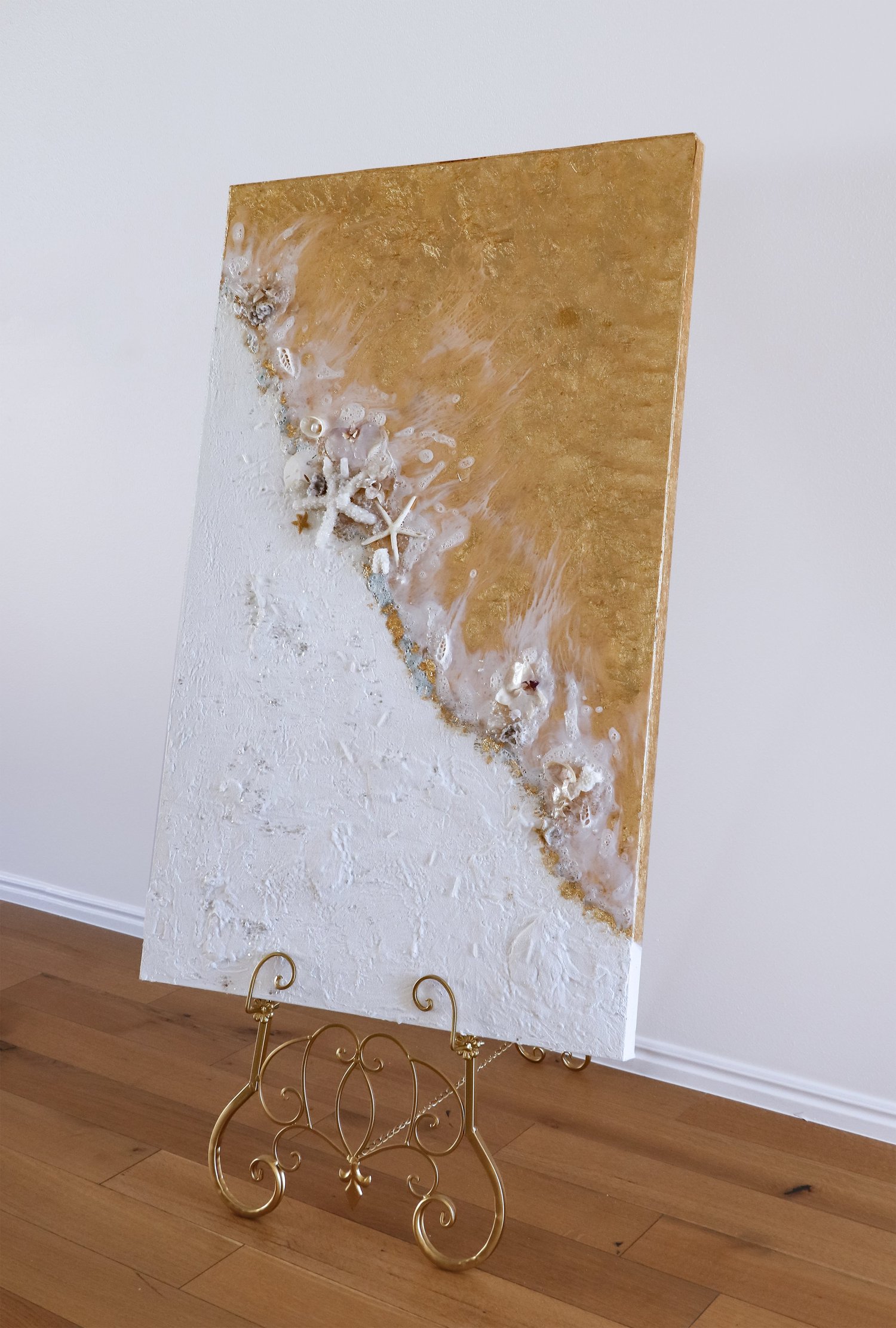 Salt of the Gilded Sea | Luxury Coastal Abstract Painting | — Kanoelani Art