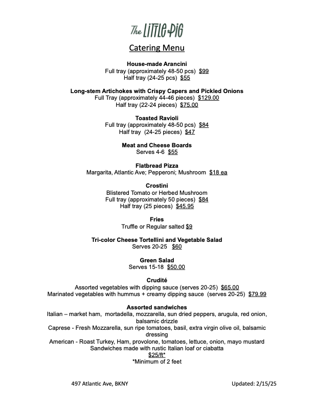 Menu — The Little Pig