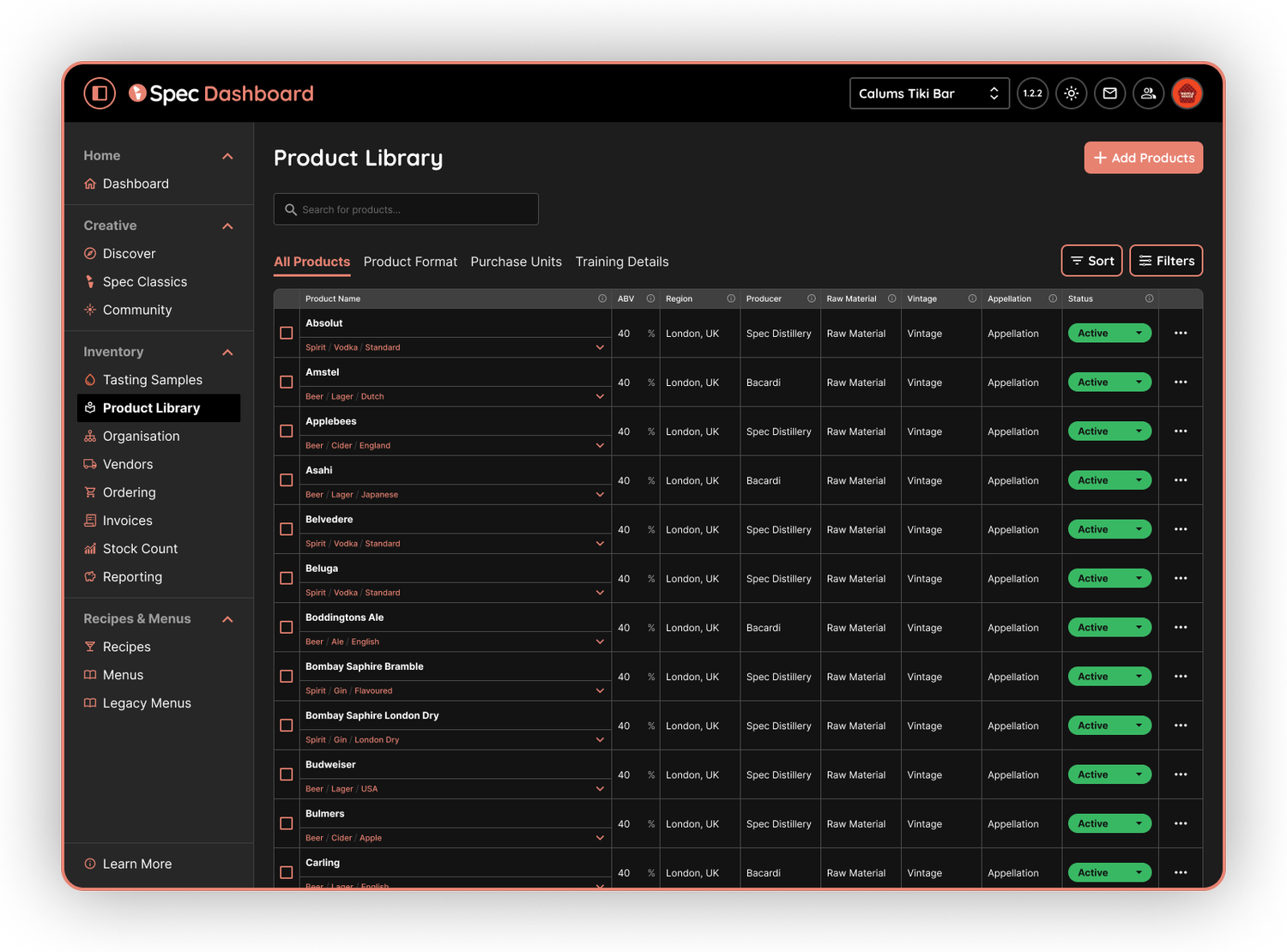 Spec - Restaurant & Bar Inventory Management Software | Recipe Costing