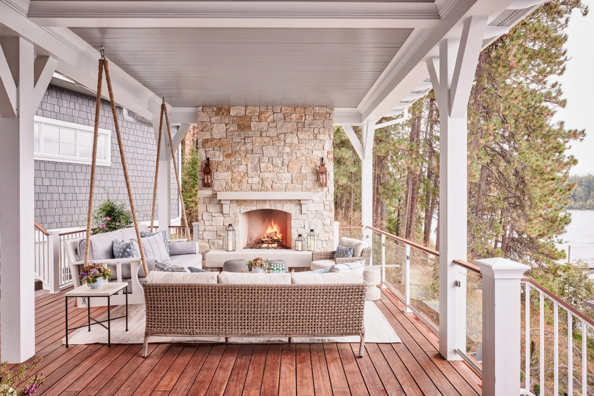 Coeur d'Alene Lake House: Living Room + Kitchen + Outdoor Living Spaces ...