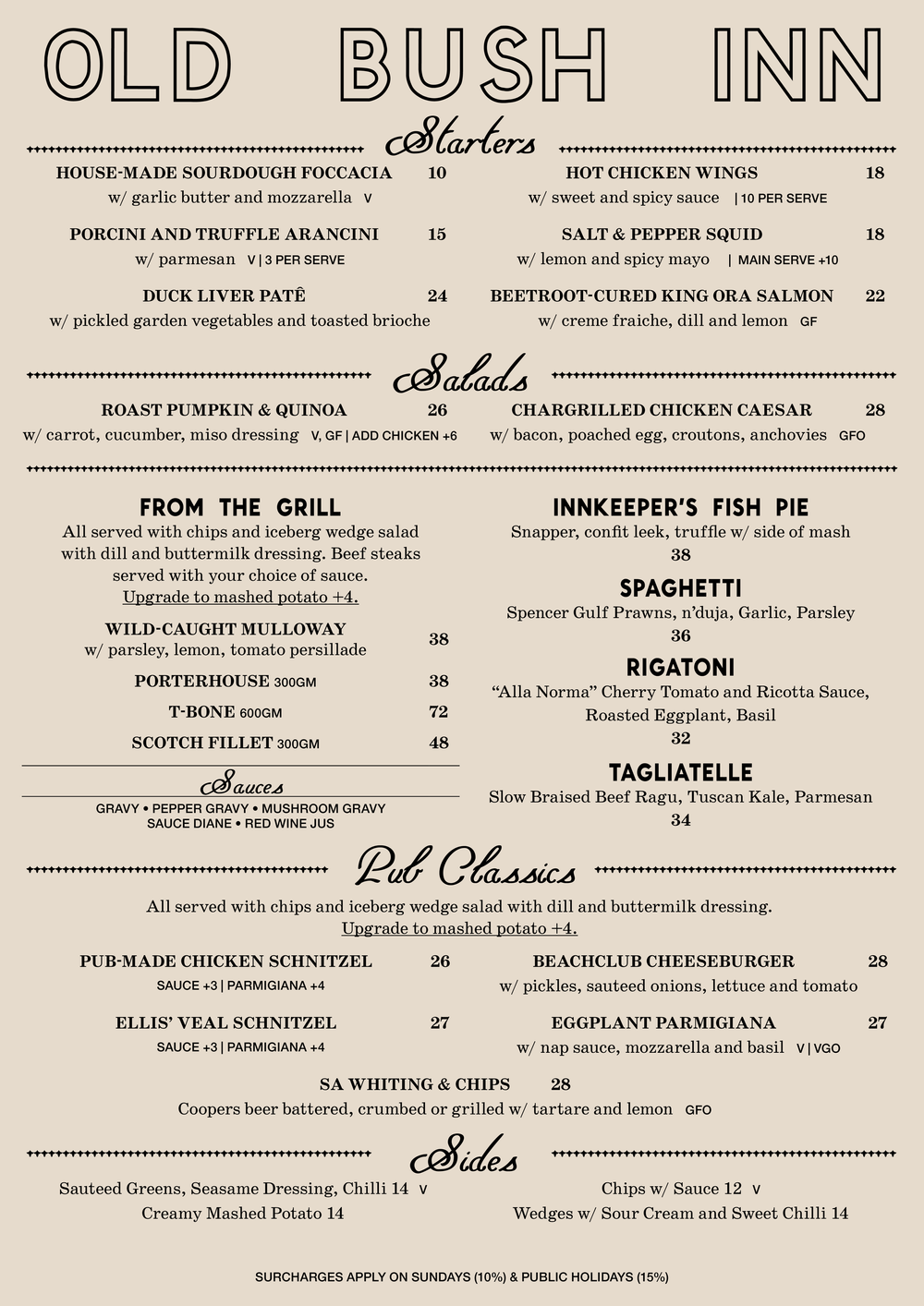 Menu — Old Bush Inn
