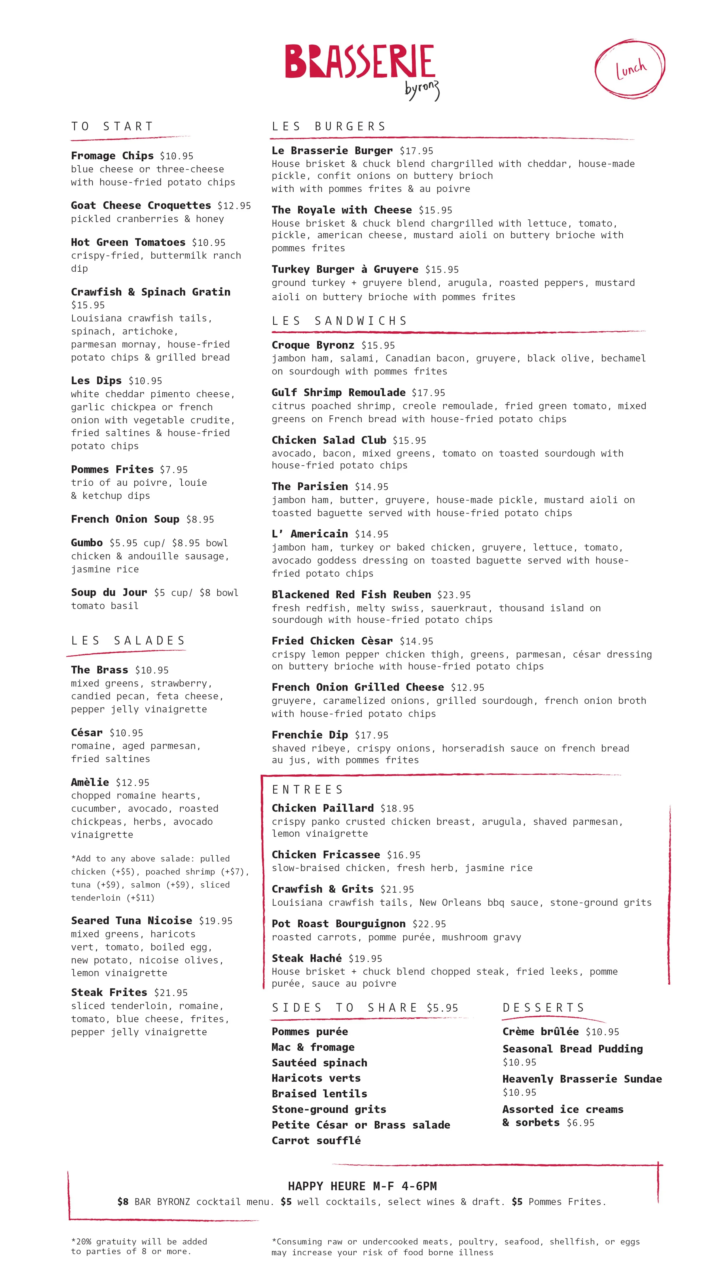 Menu — BRASSERIE BYRONZ