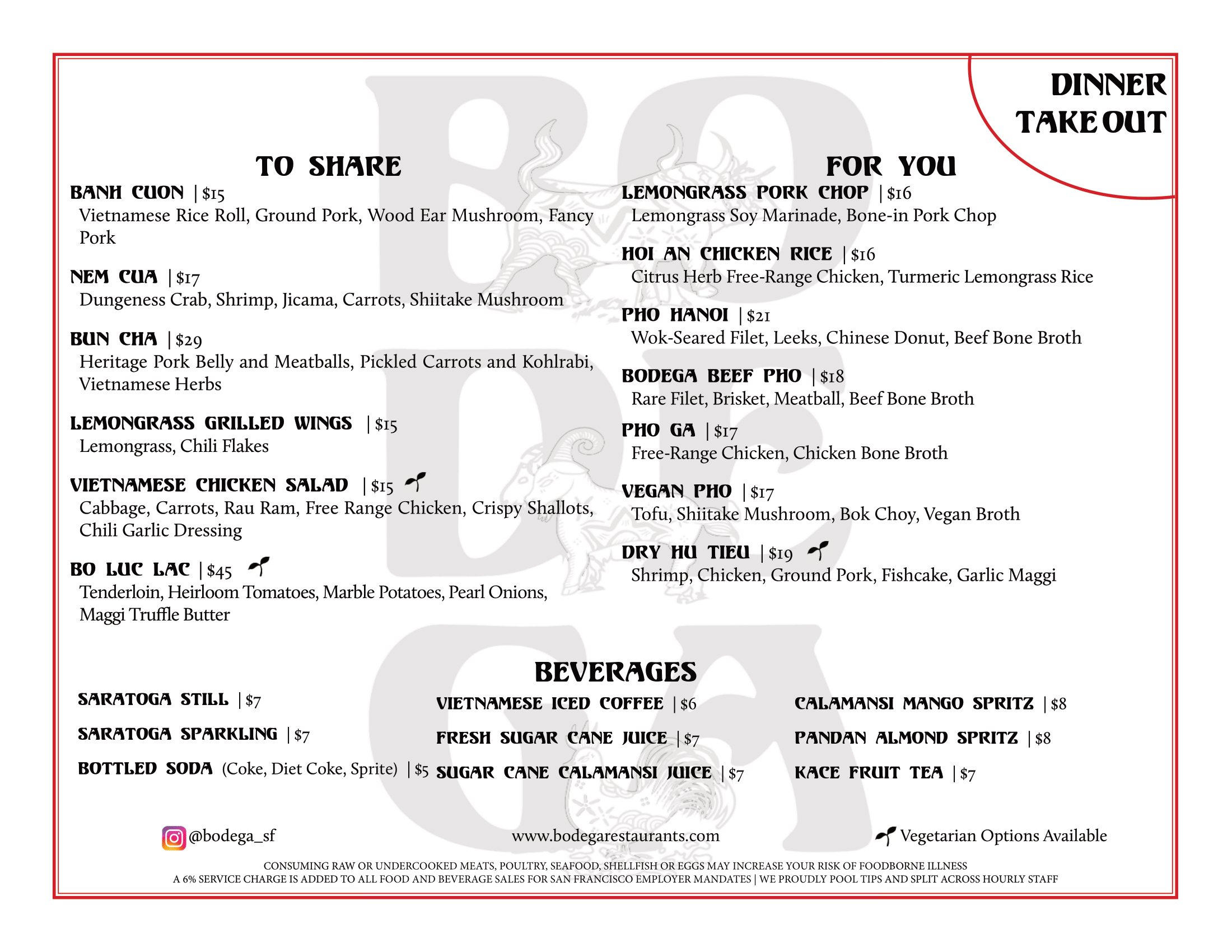Menu — Bodega SF