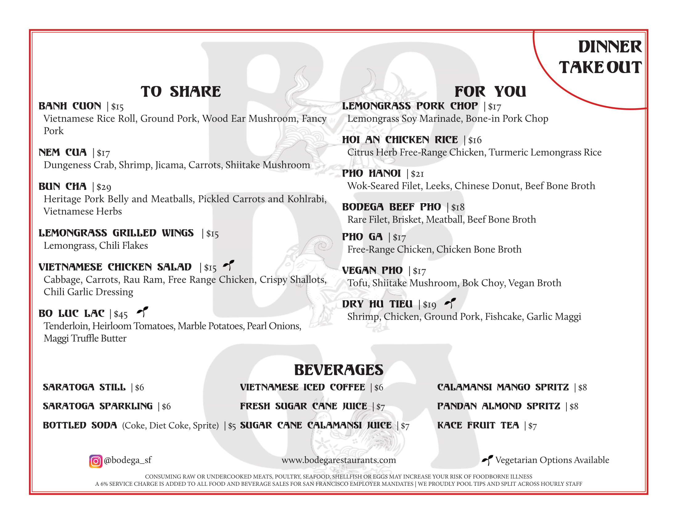 Menu — Bodega SF