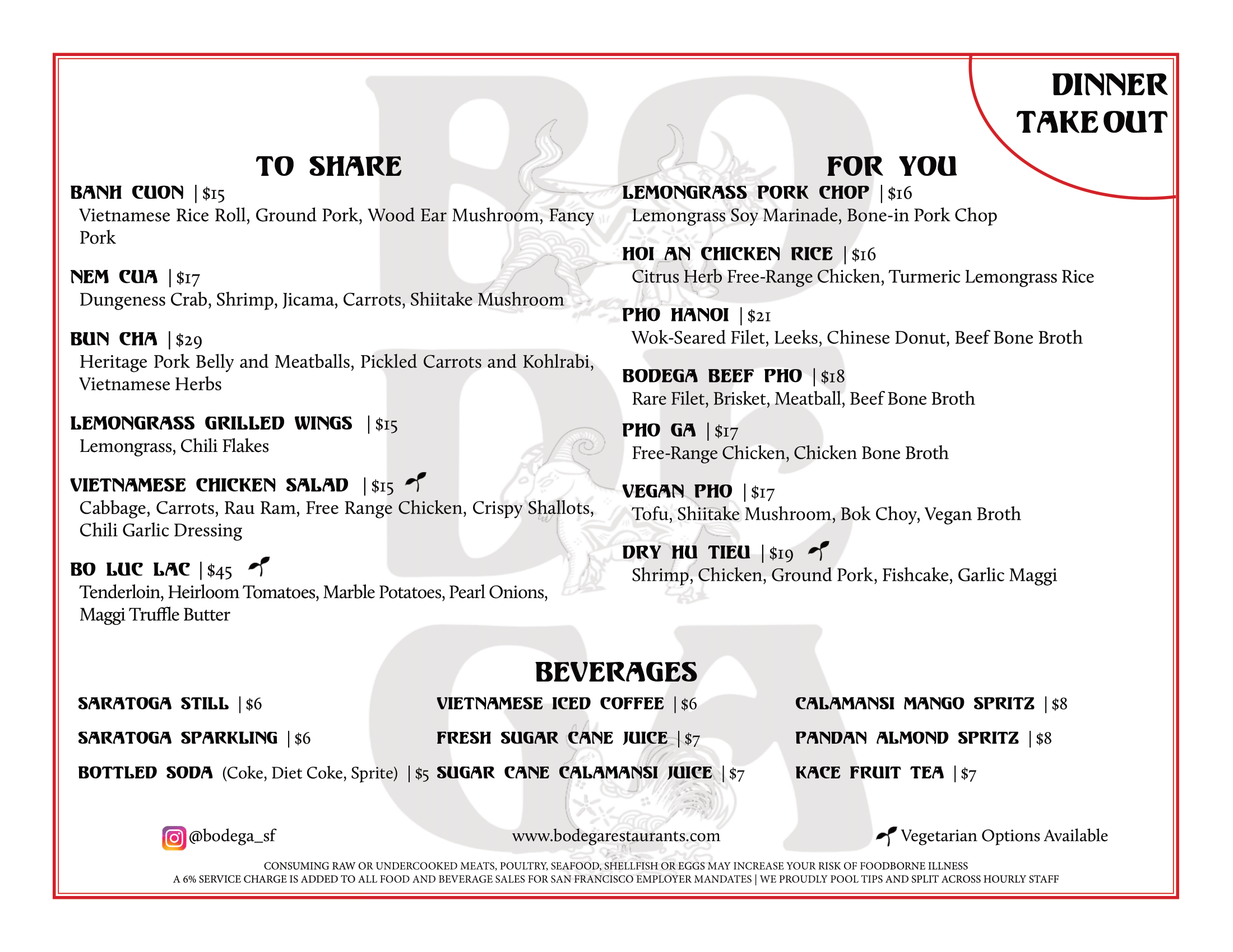 Menu — Bodega SF