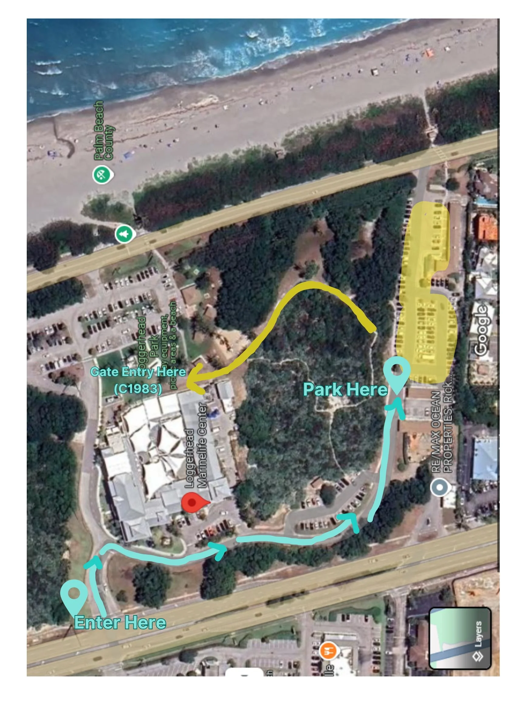 Parking Map — Loggerhead Marinelife Center Volunteer Portal