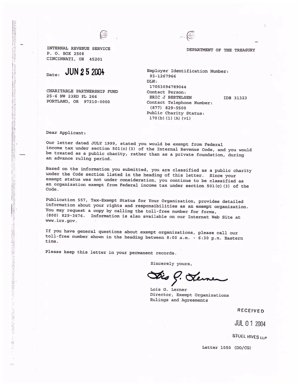 CPF Ditermination Letter — The Wilderness Calling
