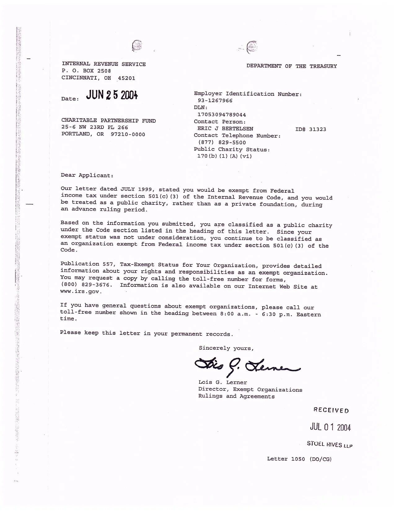CPF Ditermination Letter — The Wilderness Calling