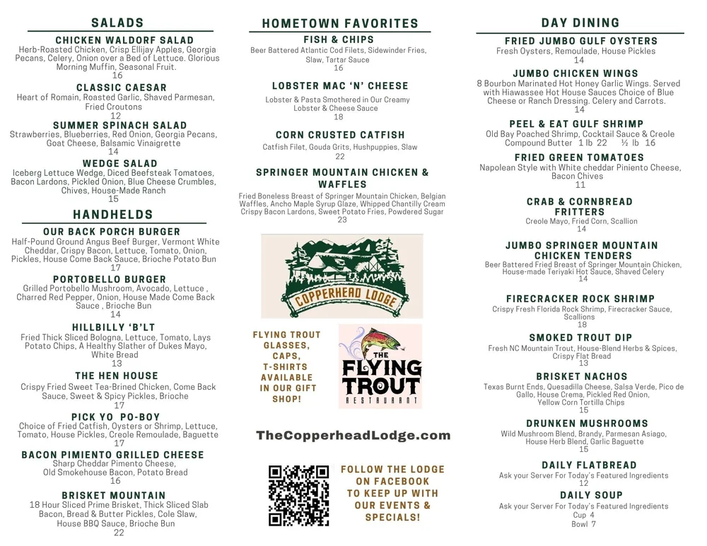 Menus — The Flying Trout
