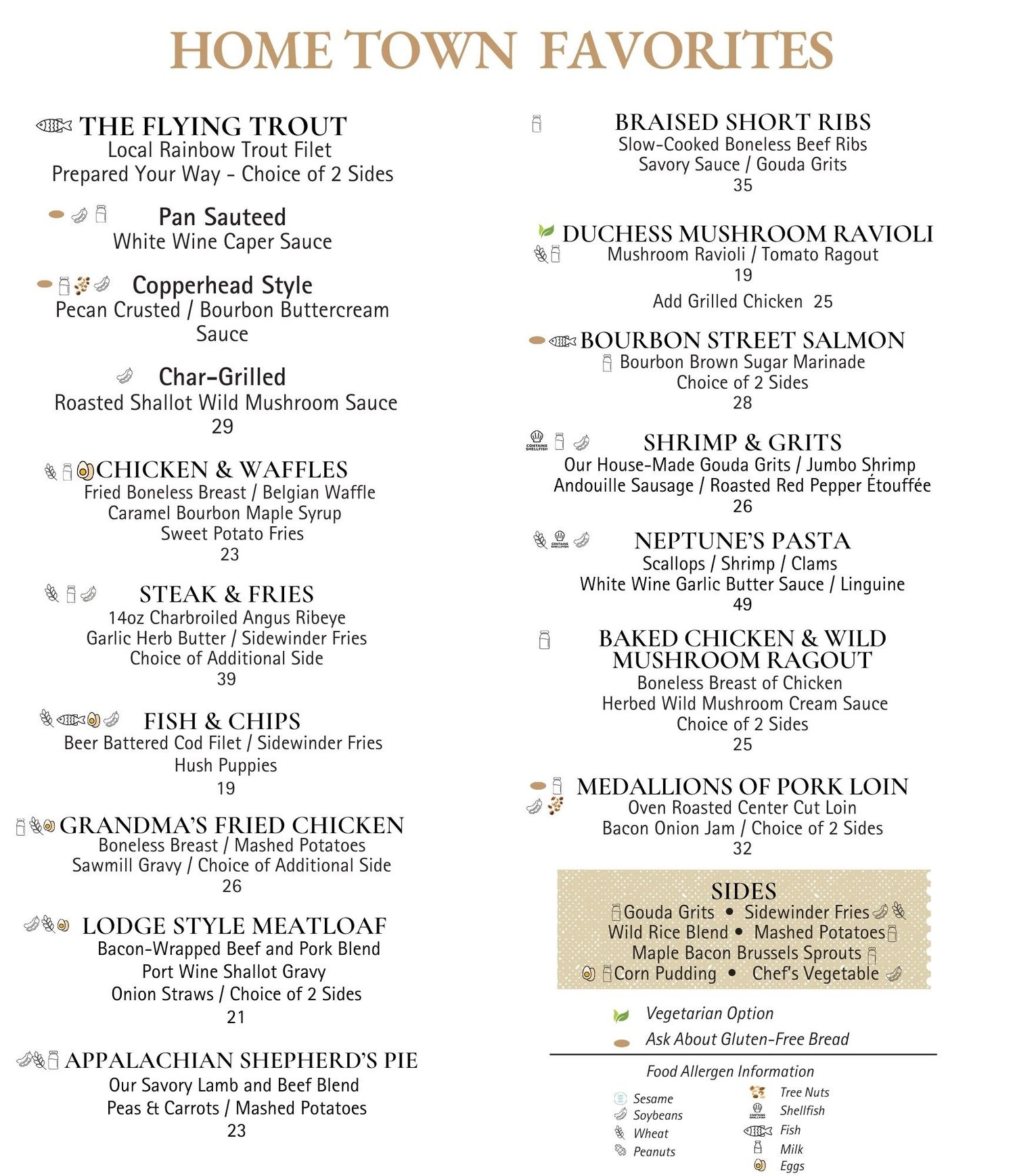 Menus — The Flying Trout