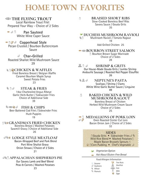 Menus — The Flying Trout