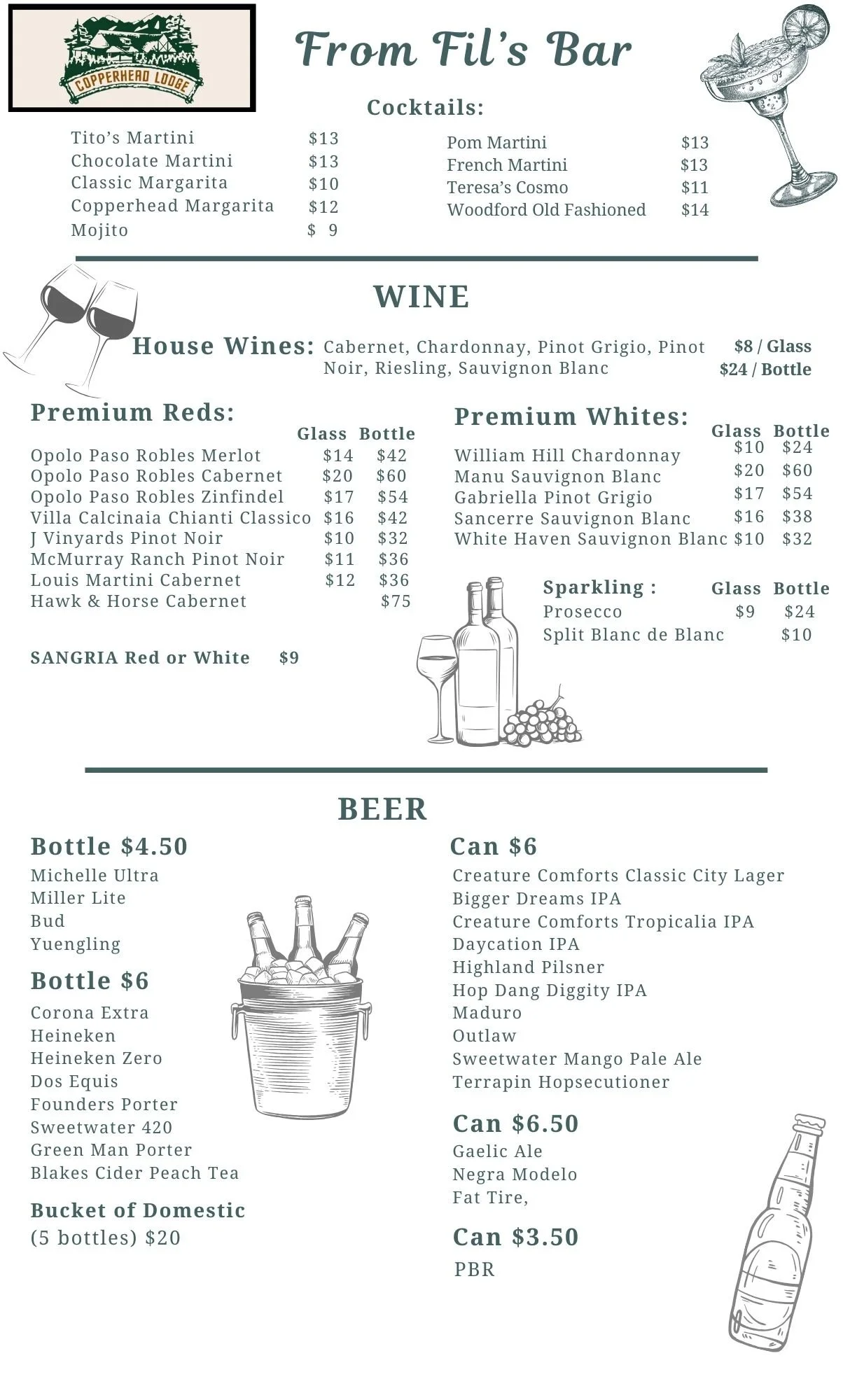 Menus — The Flying Trout