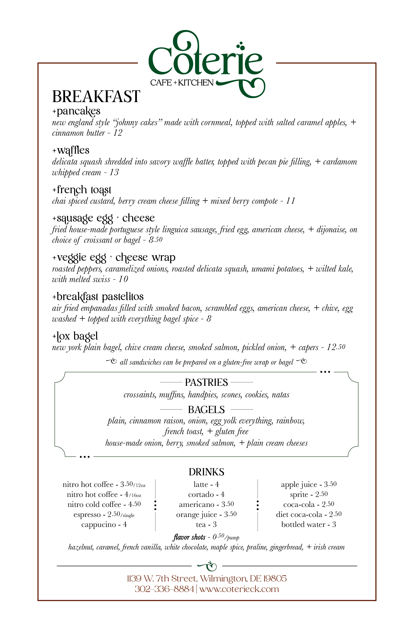 Menu — Coterie Café + Kitchen