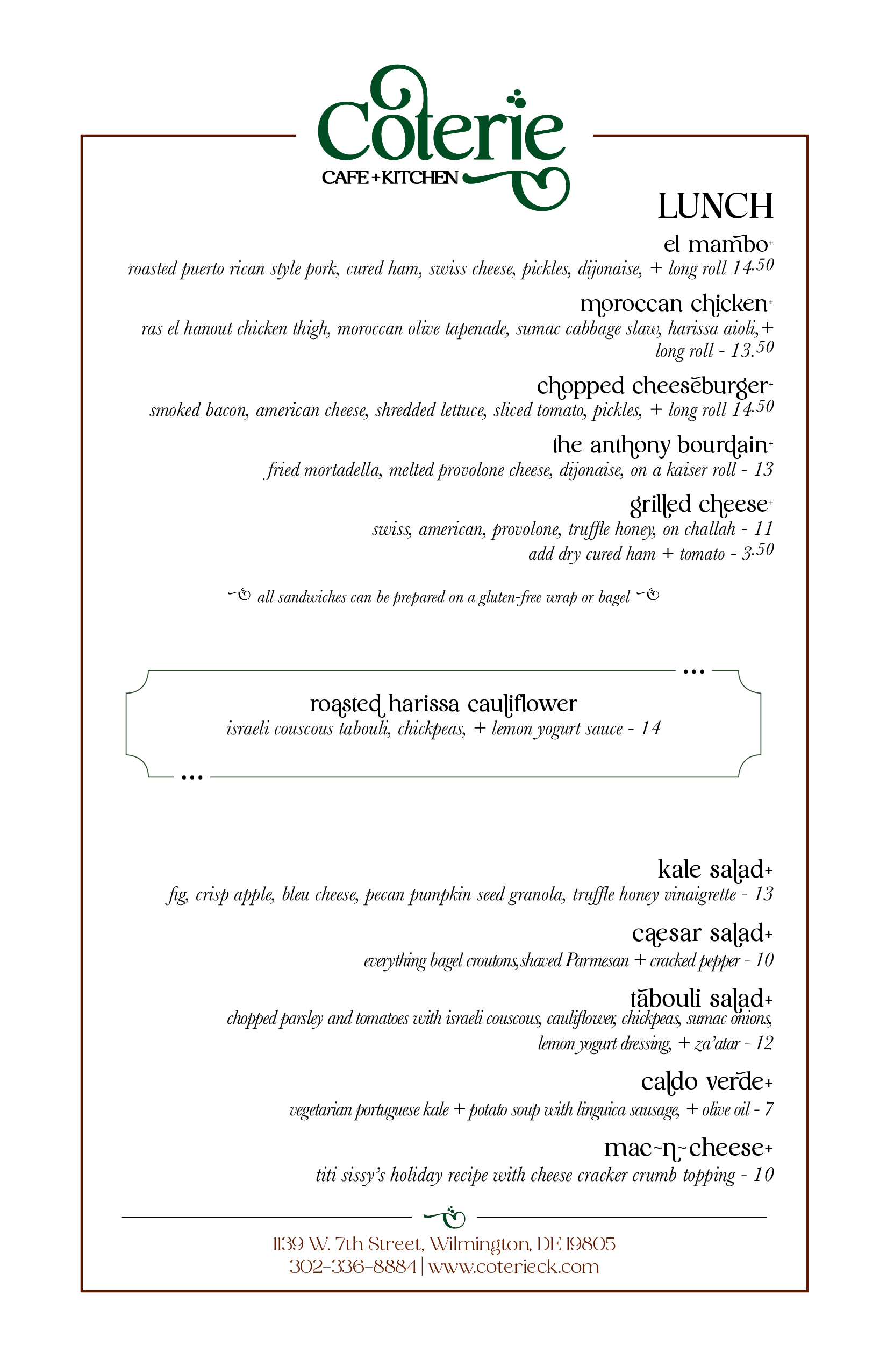 Menu — Coterie Café + Kitchen