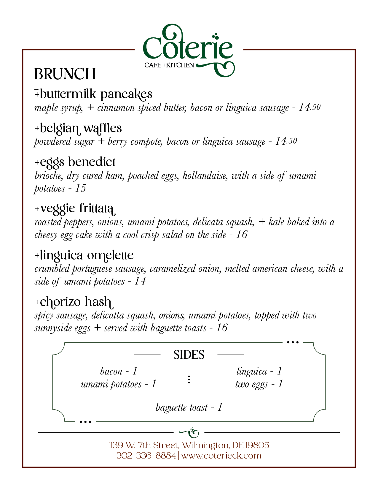 Menu — Coterie Café + Kitchen