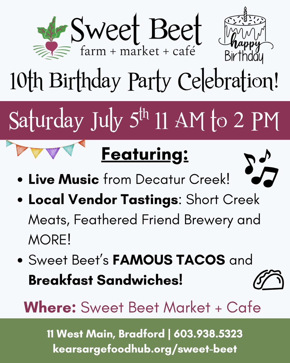 Sweet Beet's Birthday Party! — Kearsarge Food Hub