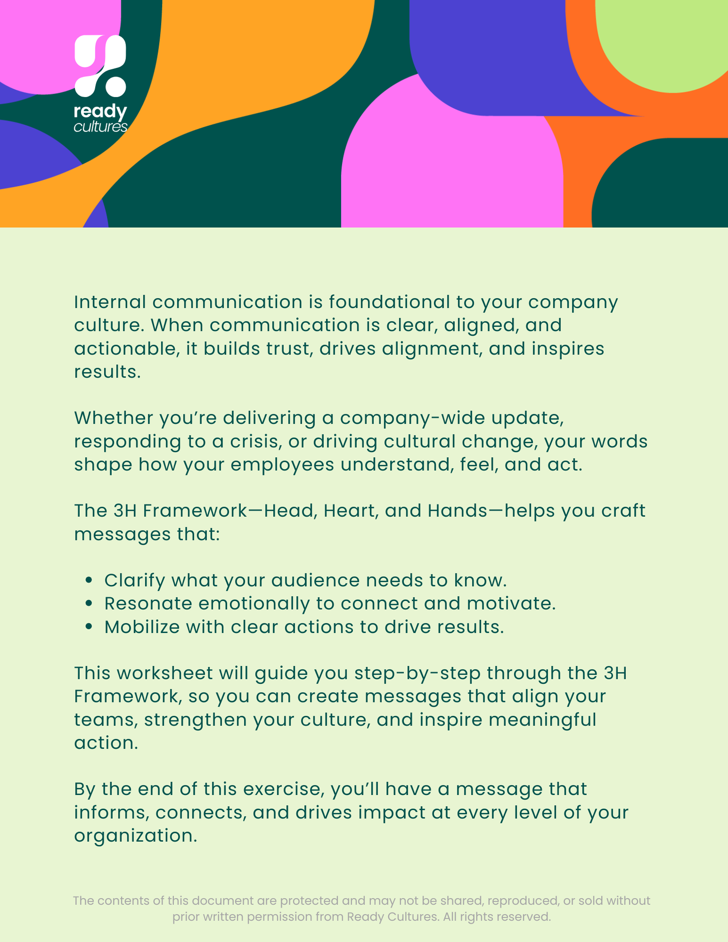 Move from words to action with our 3H worksheet — ready cultures