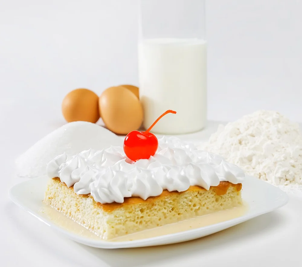 Our tres leches is a super moist cake soaked in a mix of three types of ...
