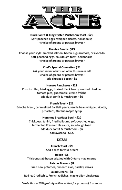 Menu 1 — The Ace
