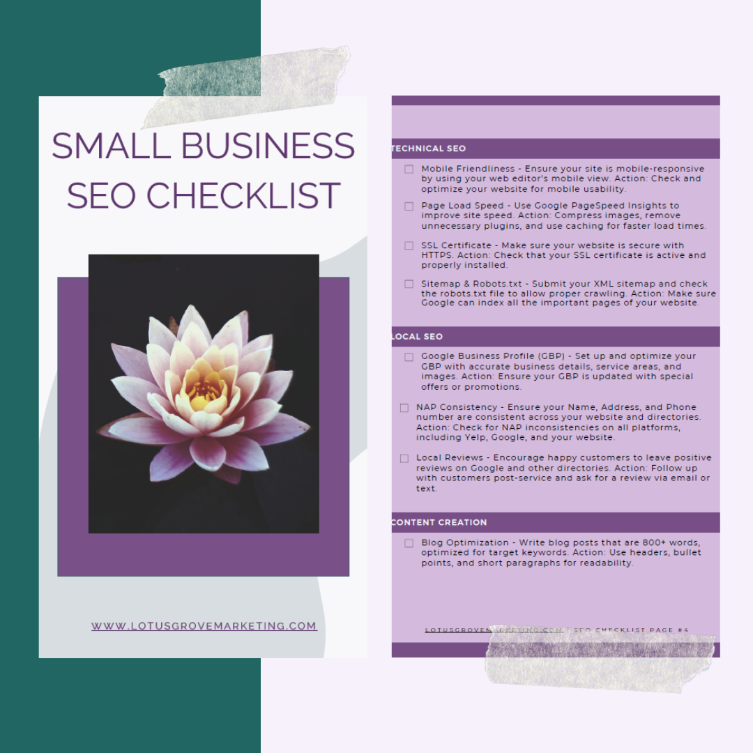 Free SEO Checklist for Small Businesses — Lotus Grove Marketing
