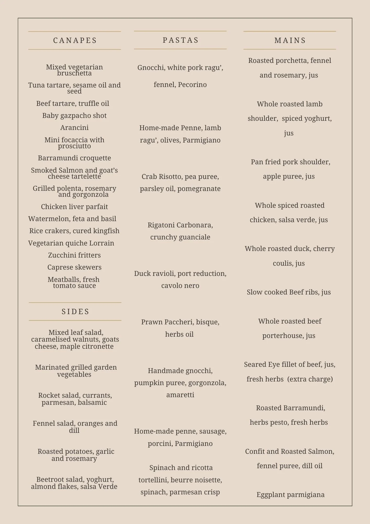 Bespoke Catering Menus & Packages | DiVino at Home | DiVino at home